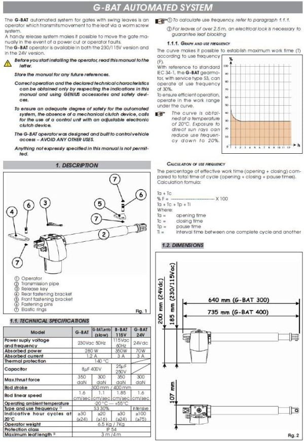 قیمت و خرید جک بازویی درب پارکینگ جنیوس GENIUS GBAT 300 ( 25 آذر )